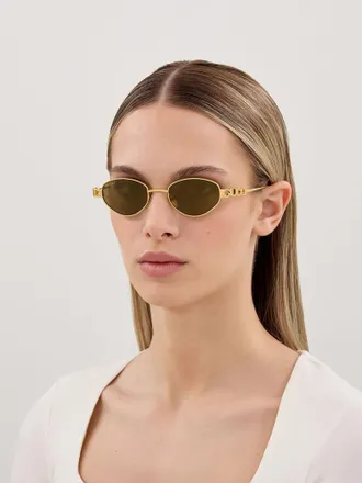 Gucci Womens Sunglasses Gold-Bronze Metal Eyewear - Gold/bronze