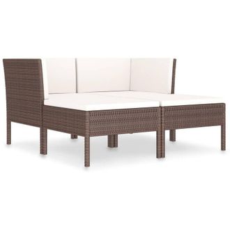 vidaXL 4-tlg. Garten-Lounge-Set mit Auflagen Poly Rattan Braun Vidaxl