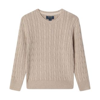 Polo Ralph Lauren Logo Baumwoll-Rundhals-Pullover - - Knitwear - Herren - Beige - XL
