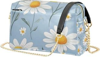 Mnsruu Sacs à bandoulière en cuir pour femme, motif marguerites et feuilles