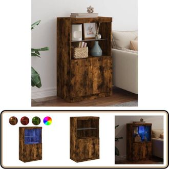 vidaXL Sideboard mit LED-Leuchten Räuchereiche 60,5x37x100 cm - Schreibtisch - Wohnzimmermöbel - Sideboard - Regal - tv Stand