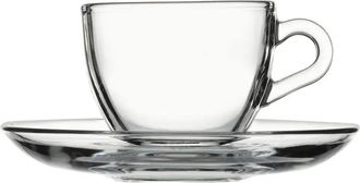 Pasabahce 12tlg. Set 6 Espressotassen mit 6 Unterteller Basic