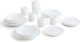 Arcopal Komplettes weißes Tafelservice für 6 Personen, 24-teilig, 6 flache Teller, 6 tiefe Teller, 6 Dessertteller und 6 Tassen, mehrfarbig, 24-teilig
