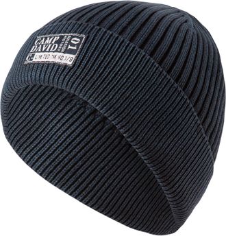 Camp David Herren Strickm&uuml;tze Stone Washed mit Label Patch Cool Navy, None