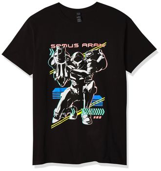 Nintendo Herren Metroid Graphic Tees Hemd, Schwarz // Samus Aran Neon, XX-Large
