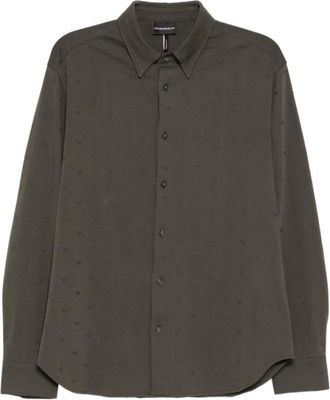 Emporio Armani Homme, Chemises, Gris, Taille: M Logo Cotton Shirt