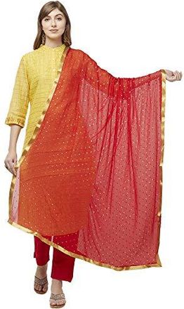 Dupatta Bazaar Dupatta Bazaar Femme en Mousseline de soie Embellished Dupatta. - Rouge - taille unique