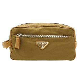 Prada Sac pochette Pre-owned Re-Nylon logo triangle - Femme - Pre-owned - Brun - Taille: ONE Size