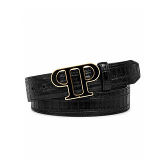 Philipp Plein Homme, Accessoires, Noir, Taille: 95 CM Ceinture en cuir Cocco