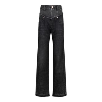 Isabel Marant Schlaghose Schwarz mit Hoher Taille - - Jeans - Damen - Schwarzk - XS