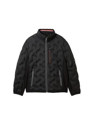 Tom Tailor Veste Hybride à Capuche col Montant pour Homme, 29999 - Noir, M