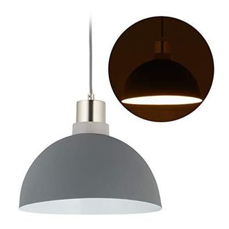 Relaxdays Pendelleuchte Metall, runde Hängelampe für Wohn- & Esszimmer, Vintage Look, E27 Fassung, HxD 126 x 31 cm, grau