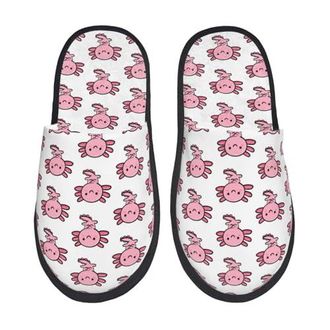 Generic Hiver Pantoufles Adorable Motif Roses DAxolotl Antid&eacute;rapant Pantoufles DHiver Peluche Maison Slippers Pour Camping Invit&eacute; H&ocirc;tel M