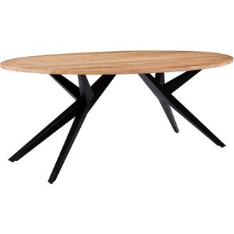 Rendez-Vous D&eacute;co Table ovale 8 personnes en bois dacacia et pieds en m&eacute;tal 200 cm - MATARA