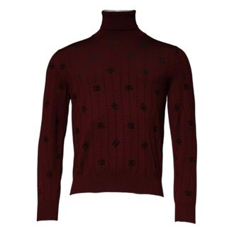 Dolce & Gabbana Homme, Pulls, Brun, Taille: M Pull Col Roulé en Tricot Monogramme