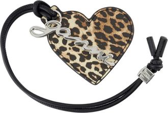 Ganni Schlüssel- & Taschenanhänger - Bou Heart Keyring - Leather - Printed - Gr. unisize - in Braun - für Damen