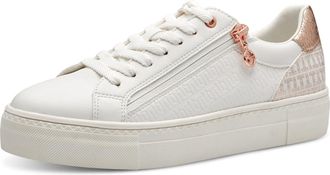 Tamaris Damen Low-Top Sneaker, Frauen Sneaker,Wechselfu&szlig;bett,Comfort Lining,langlebig,Nude,Papaw,Pass-Form,Pepper,robust,WHT/Rose Gold,37 EU