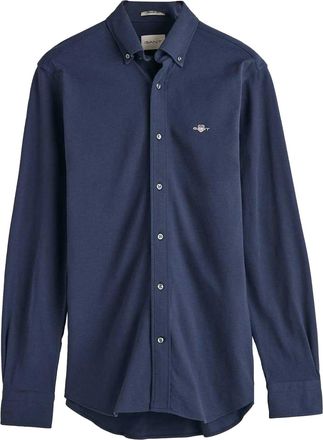 GANT Hemd f&uuml;r Herren, Pique Trikot, Regul&auml;r (Marine)