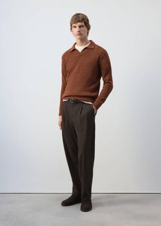 Mango Polo-Jersey aus Alpakawoll-Mischung br&auml;unliches orange - Herren - XXL - MANGO MAN