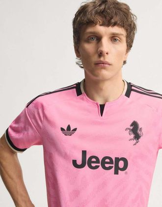 adidas Juventus 26/27 maillot authentique ext&eacute;rieur en rose vif / noir