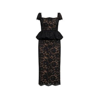 Self Portrait Peplum Lace-overlay Midi Dress