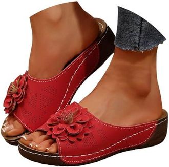 Generic Sandales orthop&eacute;diques habill&eacute;es &agrave; enfiler pour femme - L&eacute;g&egrave;res et &eacute;paisses - Confortable - Soutien de la vo&ucirc;te plantaire - Semelle compens&eacute;e - Bout o