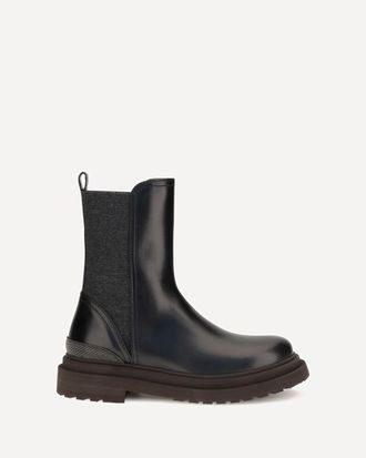 Brunello Cucinelli Leather Chelsea Ankle Boots Female 37.5