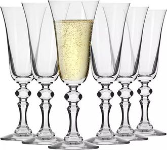 Krosno | Sektgläser für Sekt, Prosecco und Sekt | Set 6 x 165 ml | Krista Kollektion | Glas Crystalline | Elegante Form | Geprägter Standfuß | Ideal als Gesc