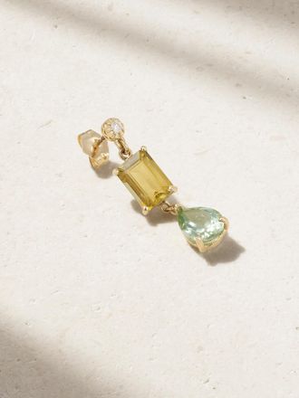 Jacquie Aiche Einzelner Ohrring Aus 14 Karat Gold Mit Mehreren Steinen - Grün