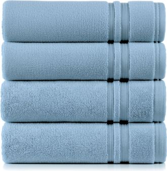 Egeria Manhattan Gold Handt&uuml;cher, 50x100 cm, Weiches und saugf&auml;higes Handt&uuml;cher Set f&uuml;r Bad, Dusche und den t&auml;glichen Gebrauch, 4 Pack, Hellblau