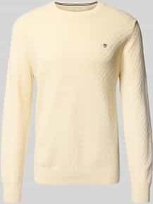 GANT Strickpullover mit Rundhalsausschnitt und Logo-Stitching