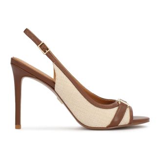 Kazar Kazar Beige Stoff- und braune Ledersandalen - - Shoes - Damen - Beige - 38 EU
