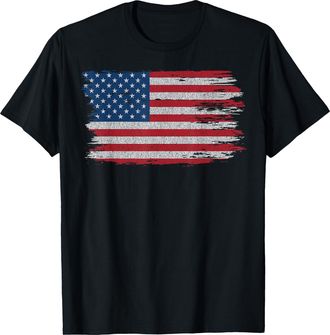 Trendy Apparel Distressed Faded Red White and Blue USA Flag T-Shirt