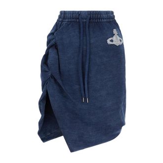 Vivienne Westwood Femme, Jupes, Bleu, Taille: M Mini-jupe panth&egrave;re fronc&eacute;e &agrave; cordon de serrage sur le c&ocirc;t&eacute;