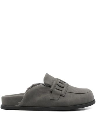 Twin-Set chaussons à doublure en peau lainée - Gris