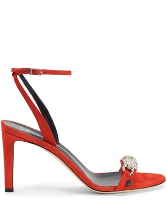 Giuseppe Zanotti sandales en daim Thais à ornements en cristal - Orange
