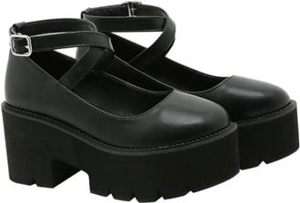 Garneck Sandales Compens&eacute;es Noires pour Femme Plateforme Simple et Confortable Talons &Eacute;pais avec Bout Rond et Brides Crois&eacute;es Chaussures &eacute;t&eacute; Respirantes et Fa
