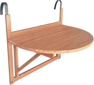 Sweeek Beistelltisch aus Holz f&uuml;r den Balkon, halbrund, klappbar