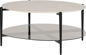 Studio Copenhagen home24 Couchtisch HAYESTOWN &Oslash; 94cm Grau/Wei&szlig;/Marmor Wei&szlig; Dekor