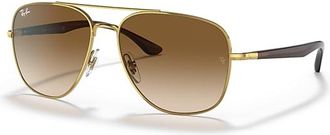 Ray-Ban Rb3683 Sonnenbrillen Gold Fassung Braun Glas 56-15