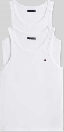 Tommy Hilfiger Regular Fit Unterhemd aus Baumwoll-Mix mit Logo-Stitching im 2er-Pack