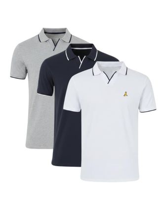Brave Soul Lot de 3 polos &agrave; col ouvert - Multicolore