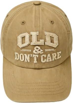 Generic Old & Dont Care Casquette de baseball r&eacute;glable classique en coton brod&eacute; vintage unisexe, kaki, 4