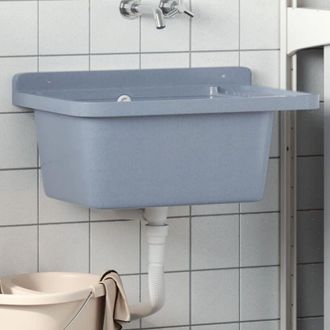 vidaXL Ausgussbecken Wandmontage Grau 60x40x28 cm Harz - Vidaxl