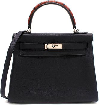 Herm&egrave;s Limited Edition Kelly 28cm Galop Retourne Au Visit in Noir Togo Leather with Palladium Hardware