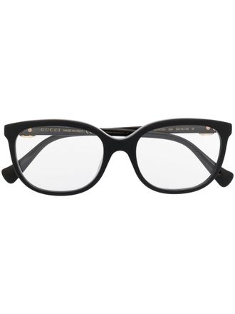 Gucci Eckige Brille mit Logo - Schwarz