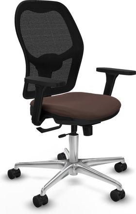 Piqueras y Crespo Schreibtischstuhl mit 3D-Armen, h&ouml;henverstellbare Lendenwirbelst&uuml;tze, ausgestattet mit Syncro/Traslack und injiziertem Schaumstoff, Schwarz/Dunkelbrau