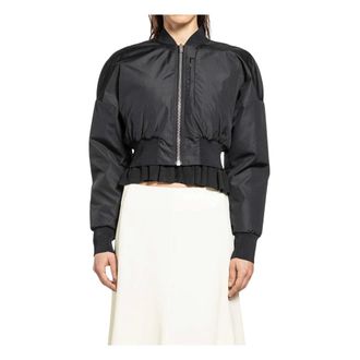 Jil Sander Femme, Vestes, Noir, Taille: 38 FR Blouson bomber court en taffetas