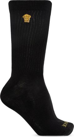 Versace Homme, Sous-vêtements, Noir, Taille: S Chaussettes côtelées Medusa brodée