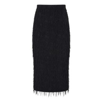 Patrizia Pepe Midi-Rock mit Fransenbesatz - - Skirts - Damen - Schwarzk - M